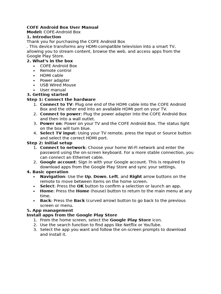 Android Box User Manual | PDF | Mobile App | Android (Operating System)