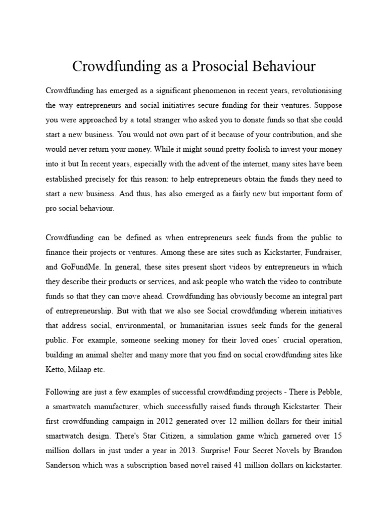 Crowdfunding and Prosocial Behavior Insights | PDF | Empathy | Altruism