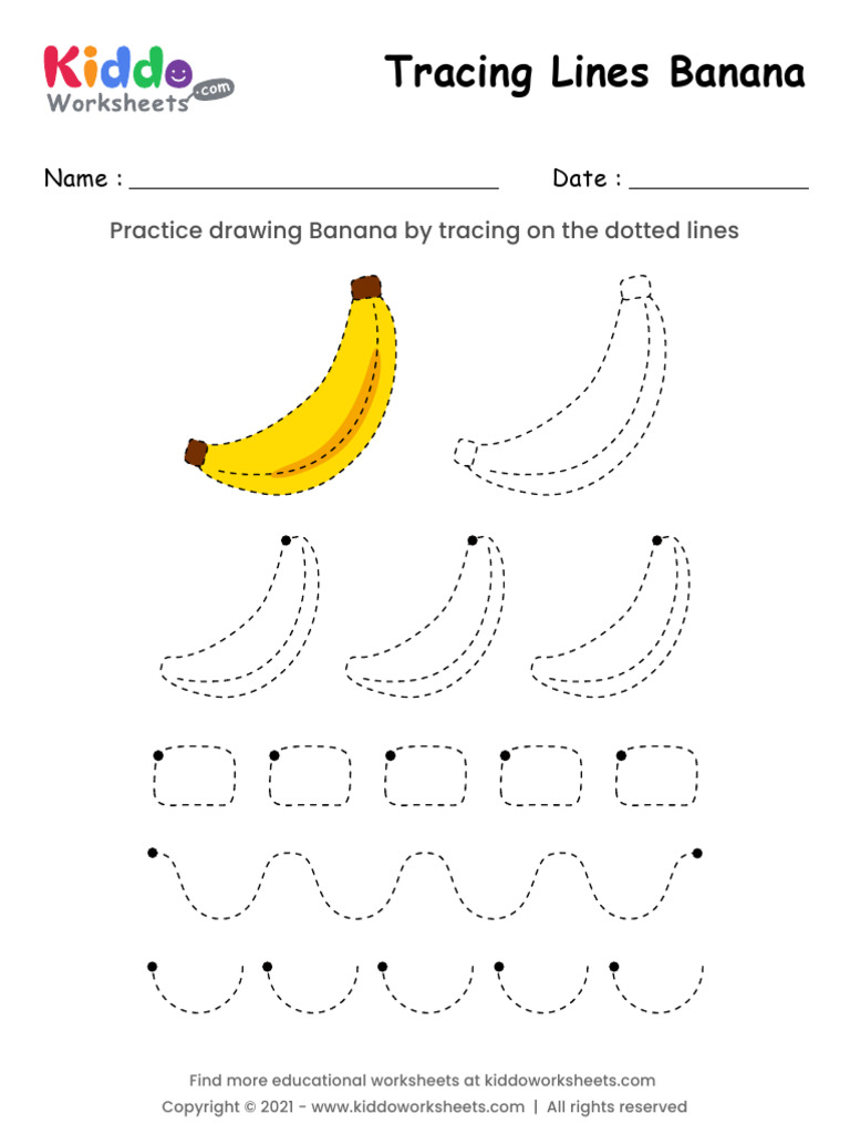 Tracing Lines Banana Worksheet | PDF