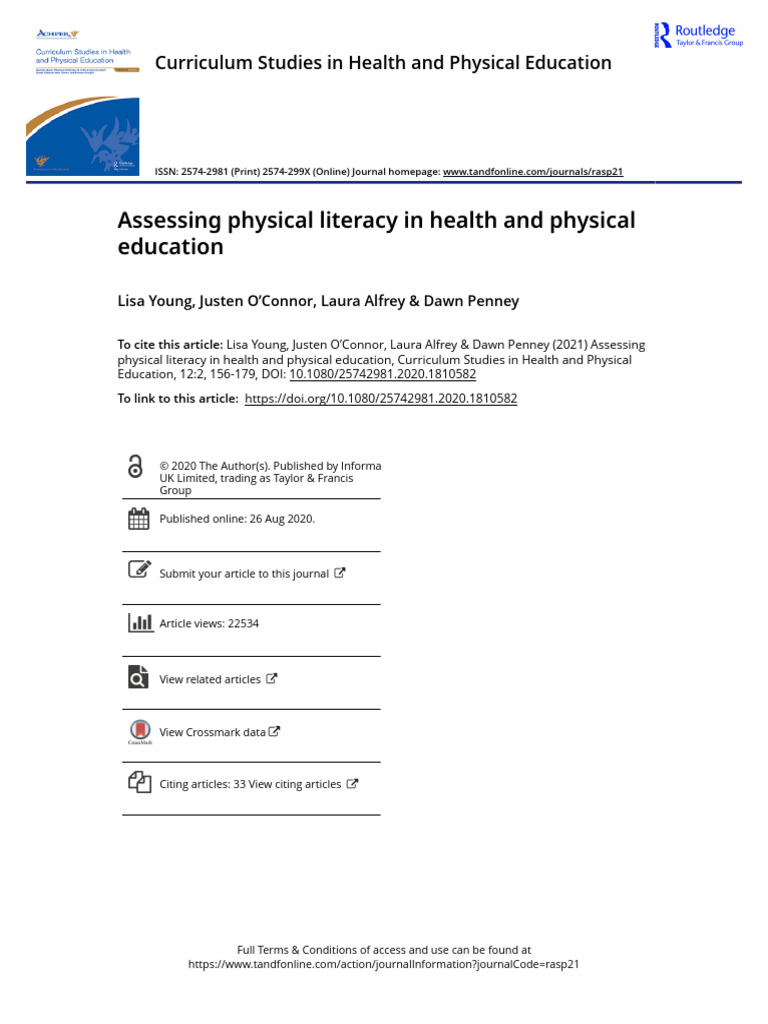 Assessing Physical Literacy in Health and Physical Education | PDF ...
