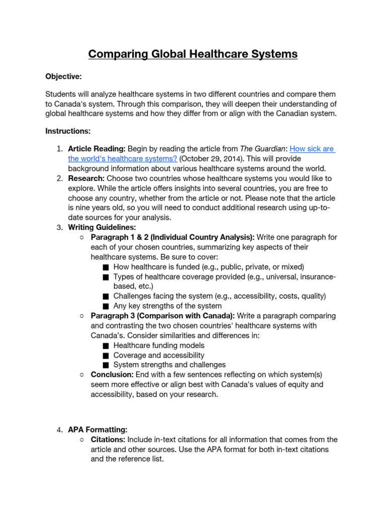 Comparing Global Healthcare Systems Analysis | PDF | Health System ...