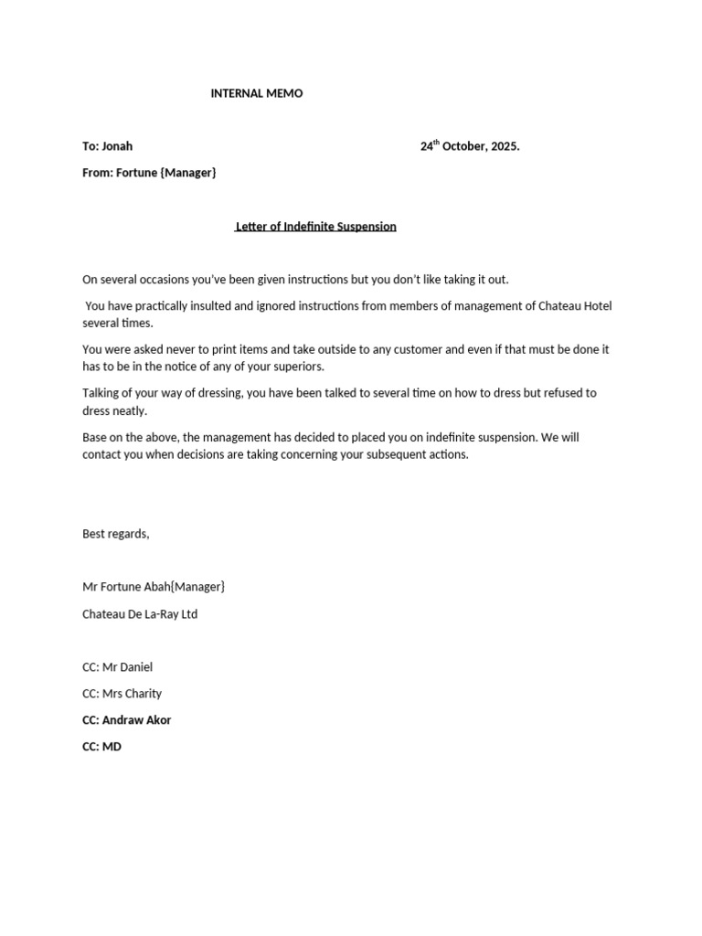 Indefinite Suspension Notice for Employee | PDF