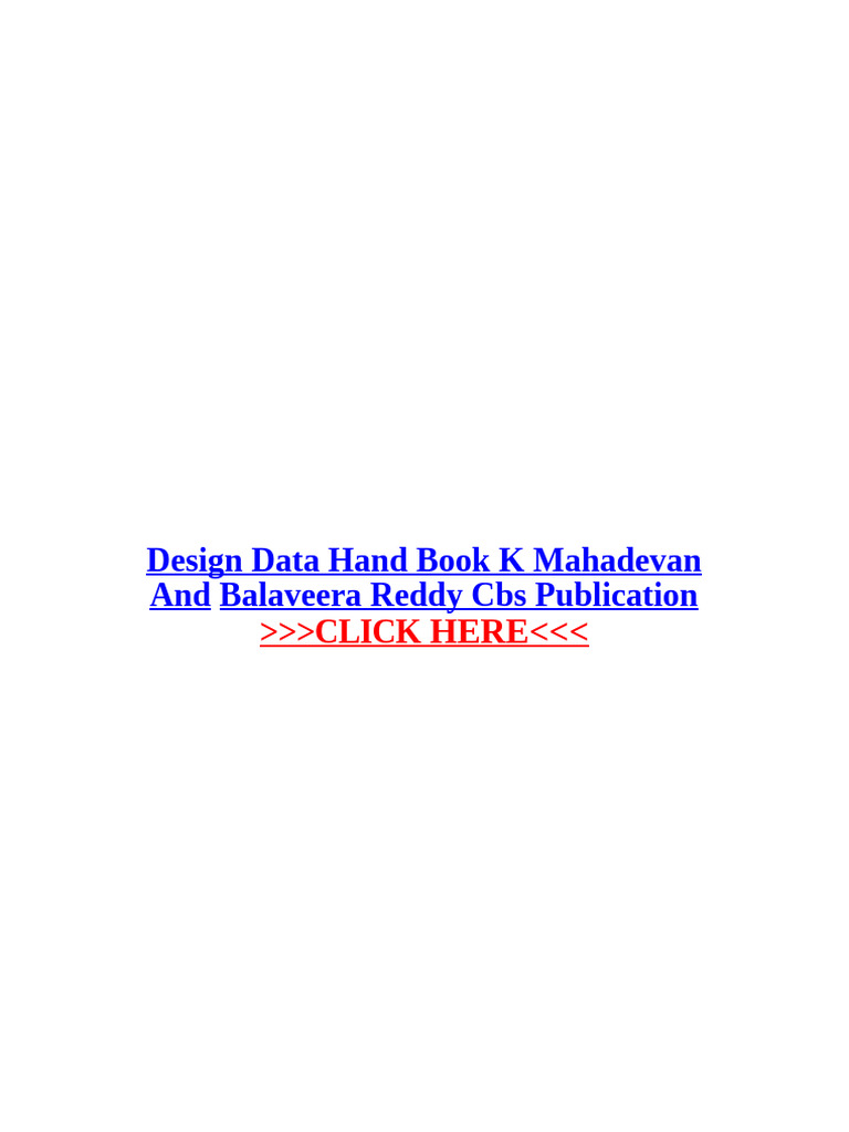 Design Data Hand Book K Mahadevan and Balaveera Reddy Cbs Publication | PDF