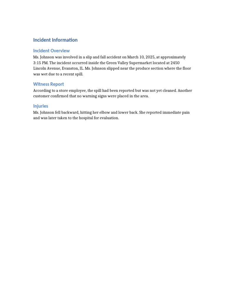 Incident Slip Fall Original | PDF