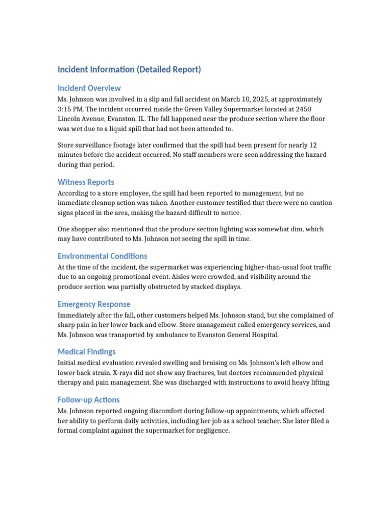 Incident Slip Fall Detailed | PDF