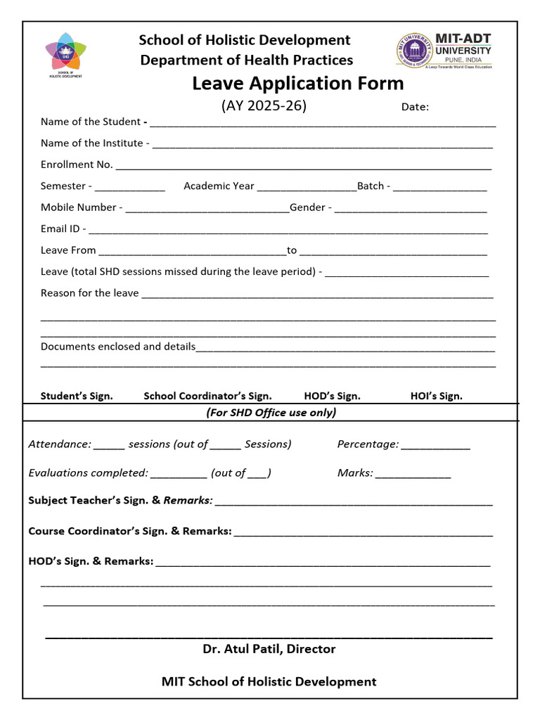 MIT Holistic Development Leave Form | PDF