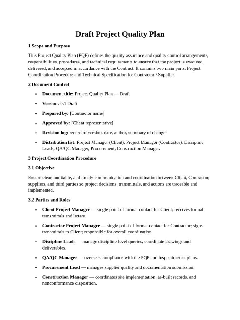Draft Project Quality Plan Overview | PDF | Nondestructive Testing ...