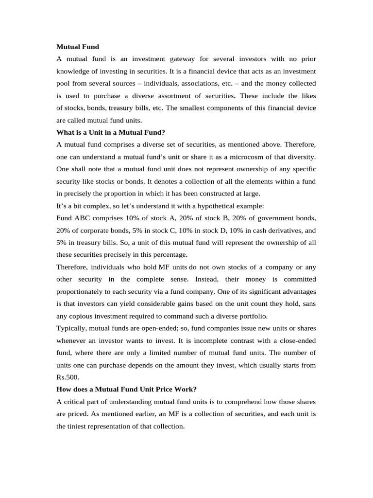 Mutual Fund Study Material For M.Com Students | PDF | Investment Fund ...