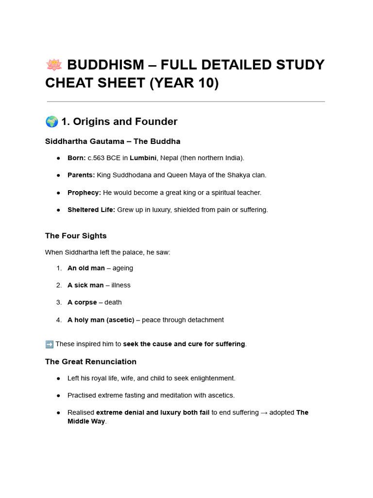 Buddhism Study Guide for Year 10 | PDF | Noble Eightfold Path ...