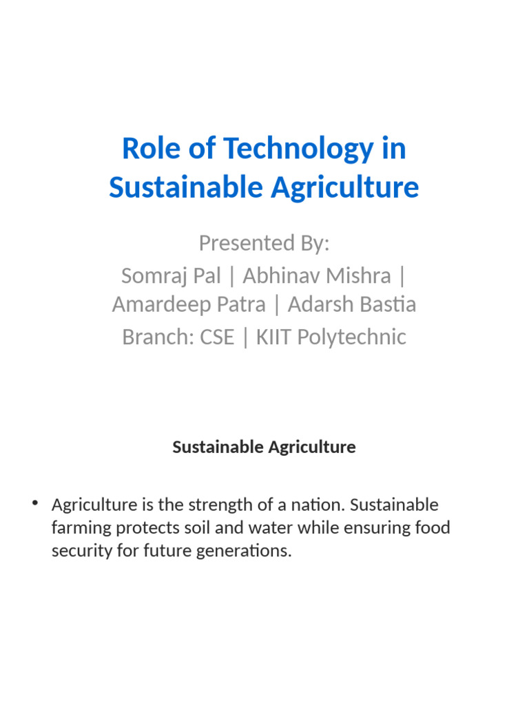 Sustainable Agri PPT Final Version | PDF