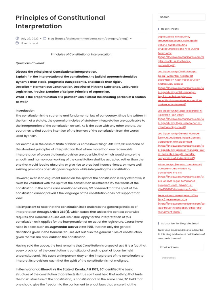 Constitutional Interpretation Principles | PDF | Public Law | Common Law