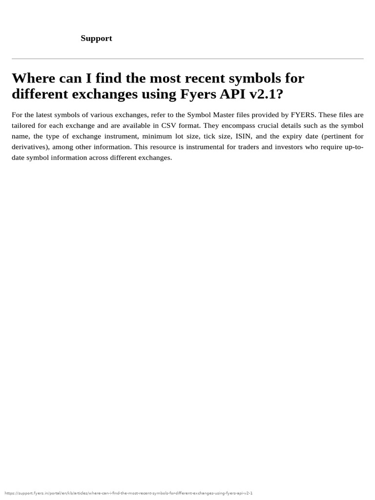 Where Can I Find The Most Recent Symbols For Different Exchanges Using ...
