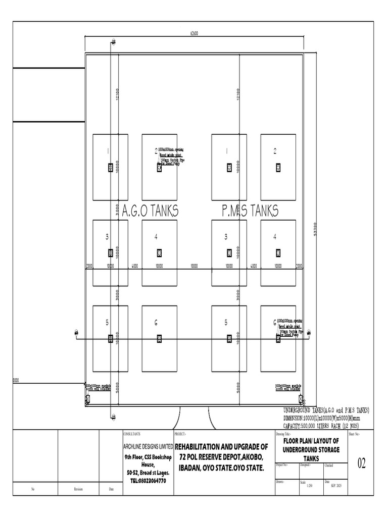 02-Underground Storage Layout 500,000 Litres | PDF