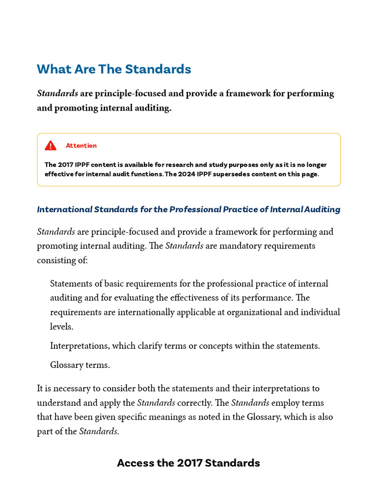 What Are The Standards For Professional Internal Auditing - The IIA | PDF
