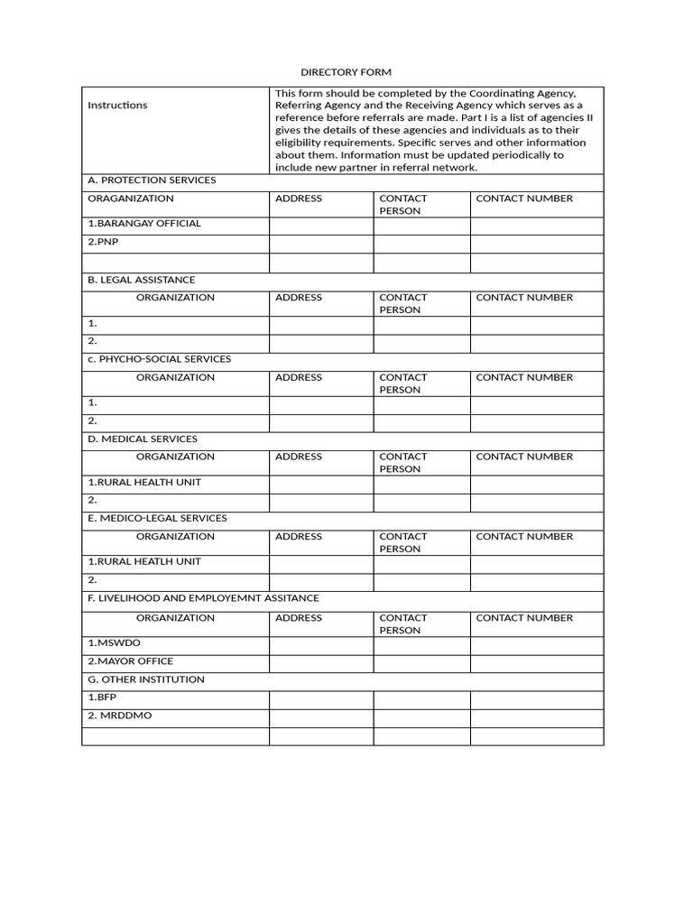 Directory Form Vawc | PDF
