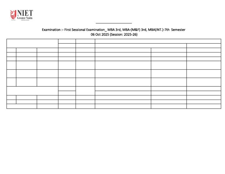 MBA Examination Seating Plan 2025 | PDF