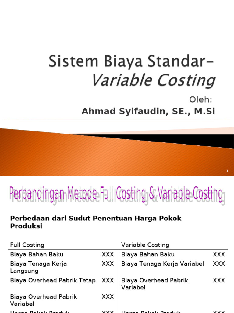 Sistem Biaya Standar (Variable Costing) | PDF