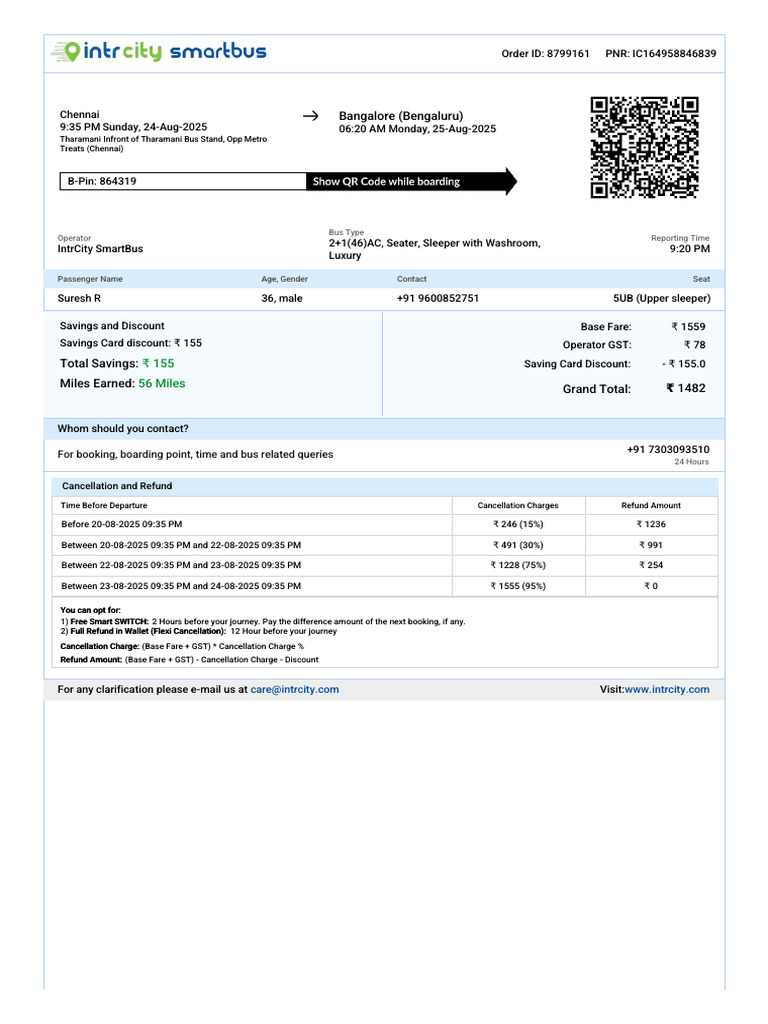 IC164958846839 Bus Ticket Receipt-1 | PDF | Public Transport | Transport