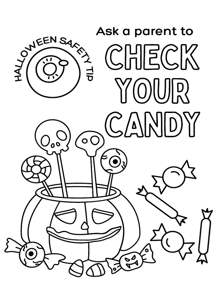 Halloween Safety Coloring Worksheets in Black White Fun Style | PDF