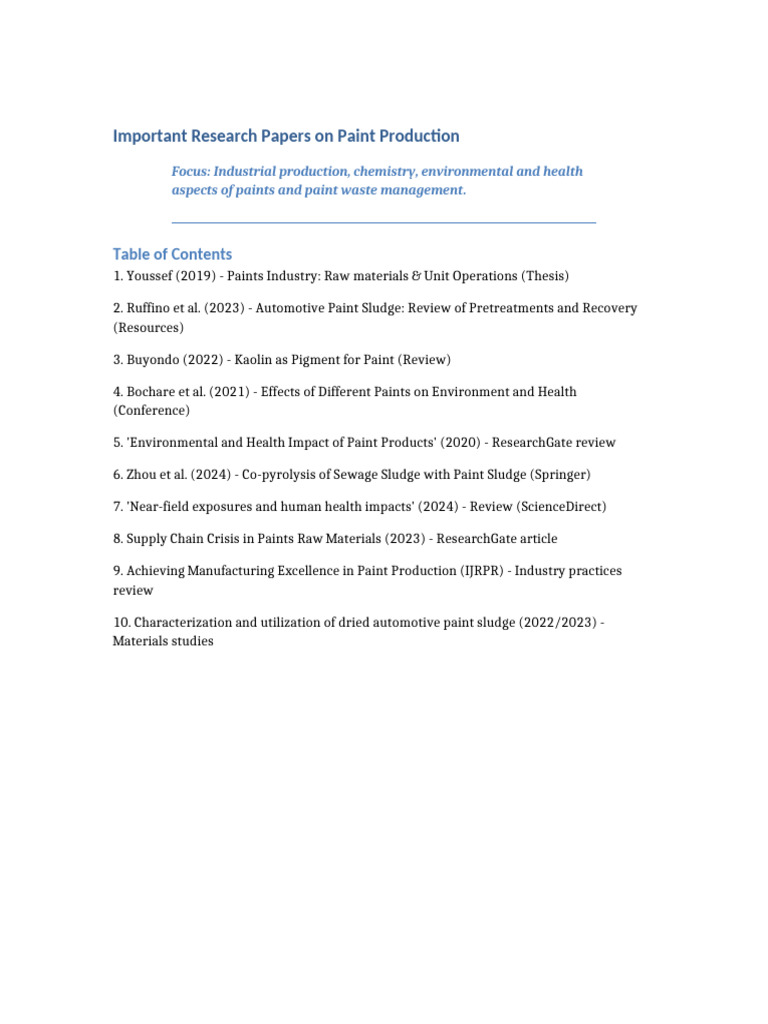 Key Research on Paint Production and Impact | PDF | Paint | Materials