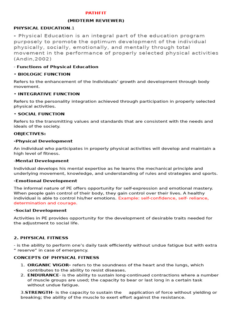 Pathfit Reviewer | PDF | Physical Fitness | Skeletal Muscle