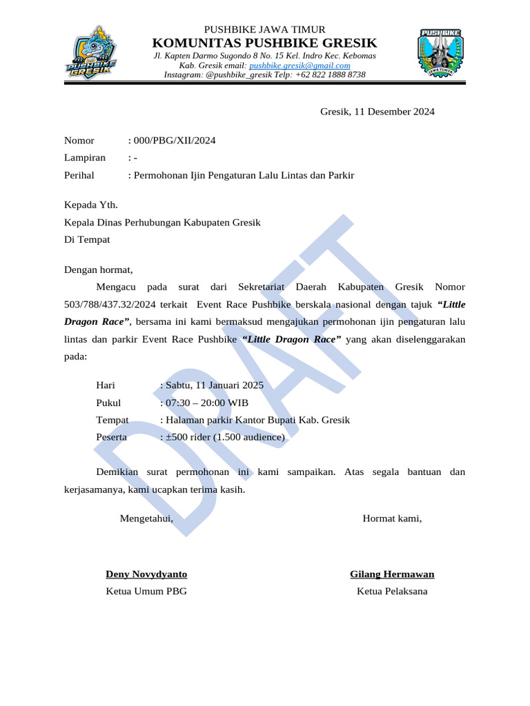 Izin Lalu Lintas untuk Little Dragon Race | PDF