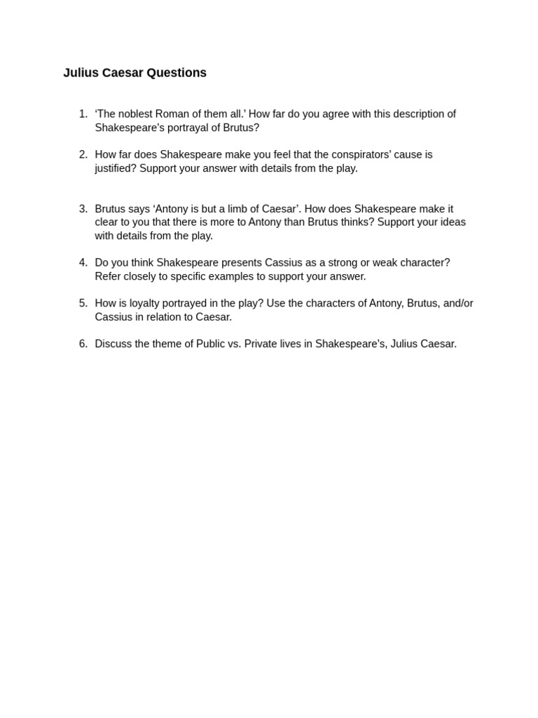 Daniyal Julius Caesar Questions | PDF