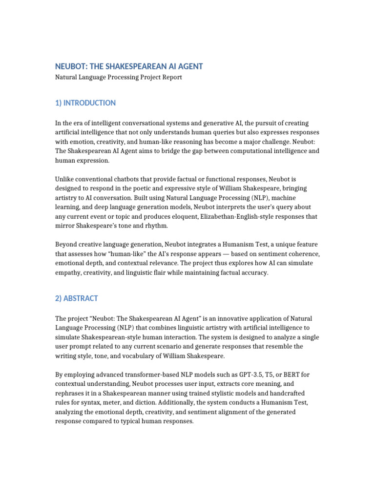 Shakespearean AI Agent Overview | PDF | Artificial Intelligence ...
