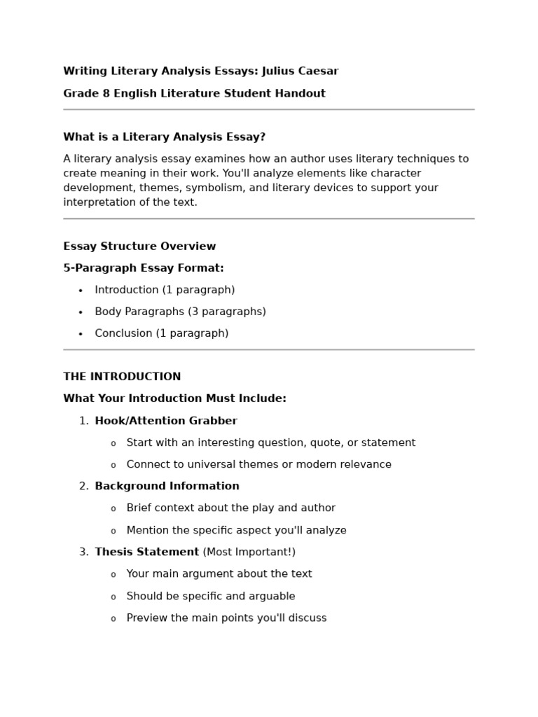 Julius Caesar PBQ and Essay Handout Grade 8 | PDF | Essays | Rhetoric