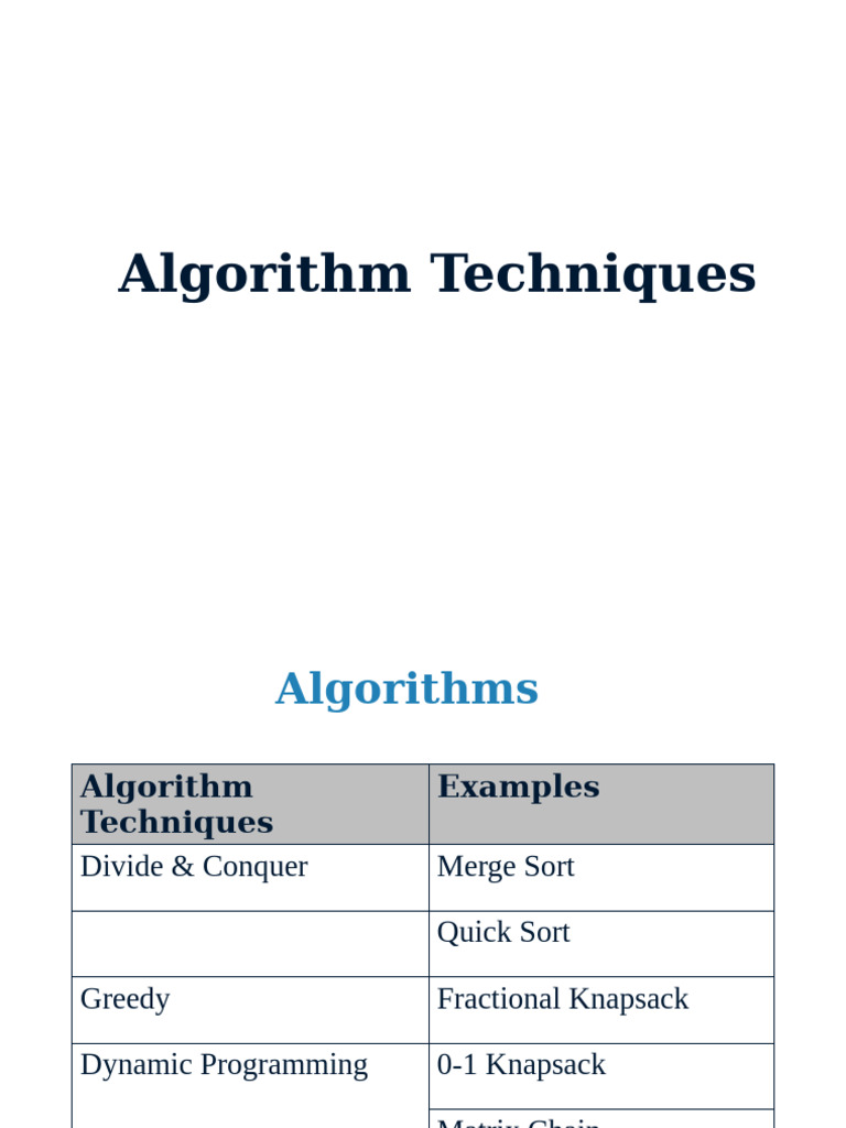 04 Algorithm Techniques | PDF | Dynamic Programming | Mathematical Optimization