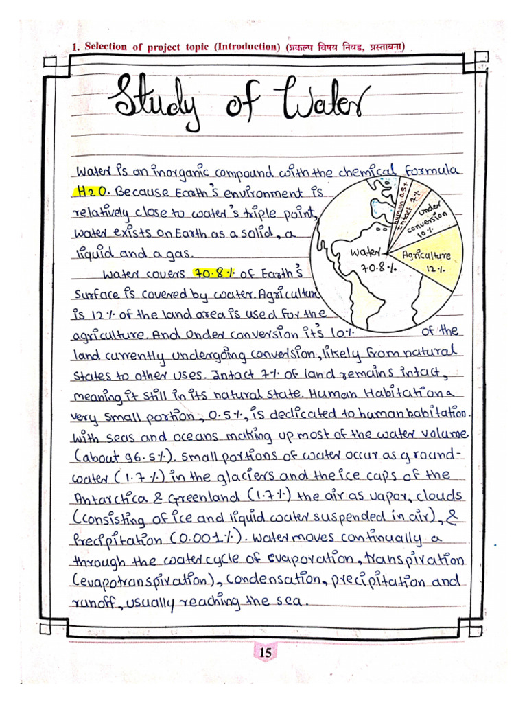 Evs Project - Study of Water (HSC Evs) | PDF