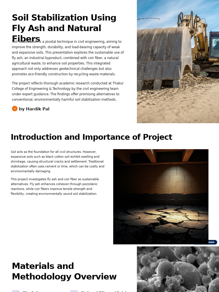 Fly Ash and Coir Fiber for Soil Stabilization | PDF | Soil | Materials