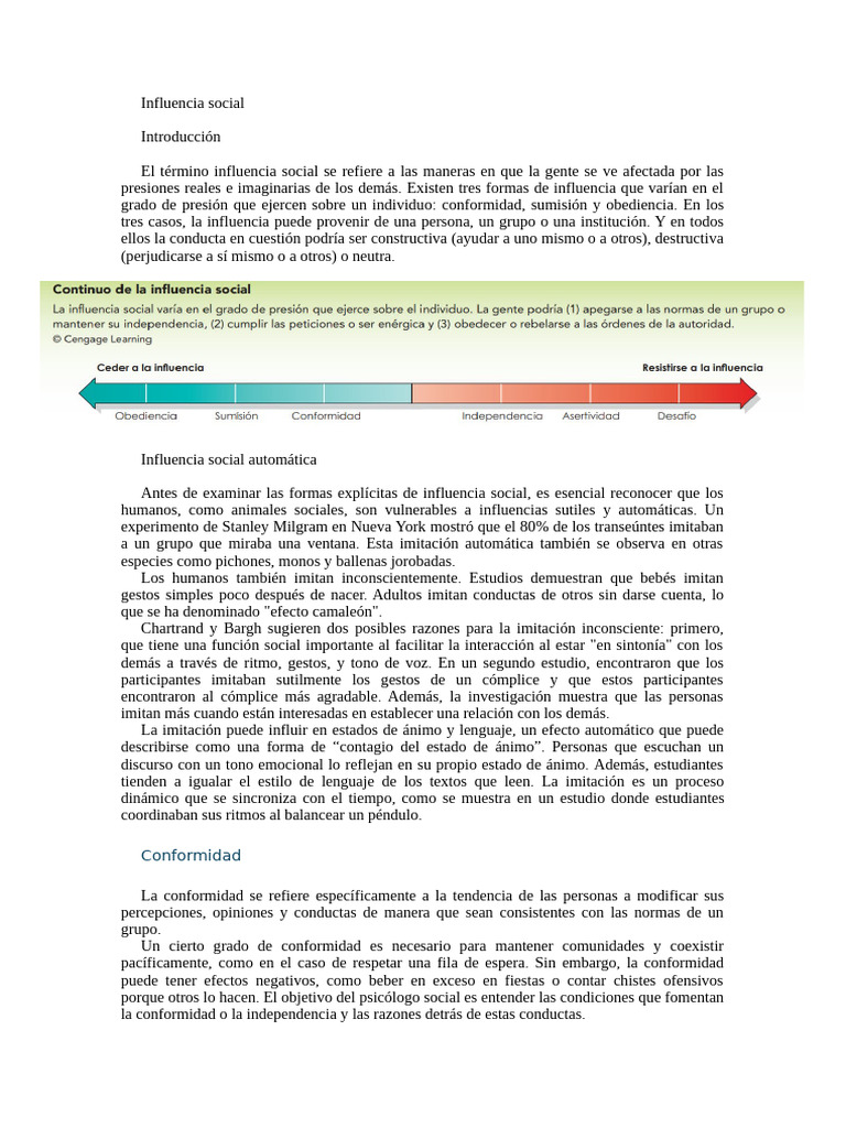 Tipos y Efectos de la Influencia Social | PDF | Conformidad | Sociedad