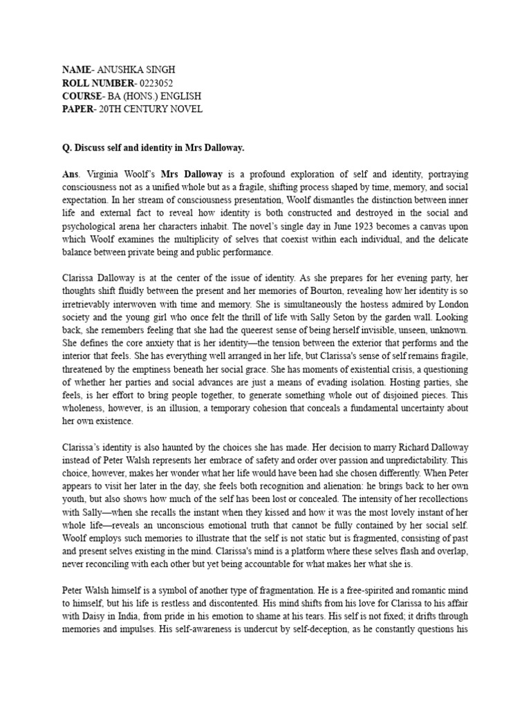 20th Century Novels Assignment | PDF