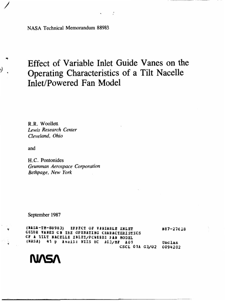 NASA Effect of VIGV On The Operating Characteristics of A Tilt Nacelle ...