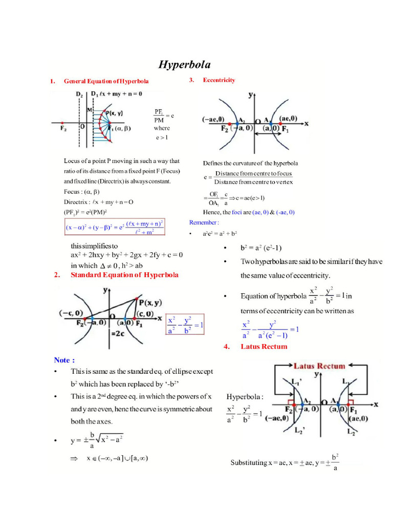 Hyperbola Formulae | PDF
