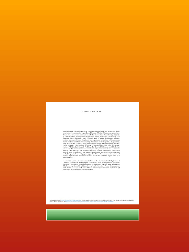 Hermetica Ii The Excerpts Of Stobaeus Papyrus Fragments And Ancient ...