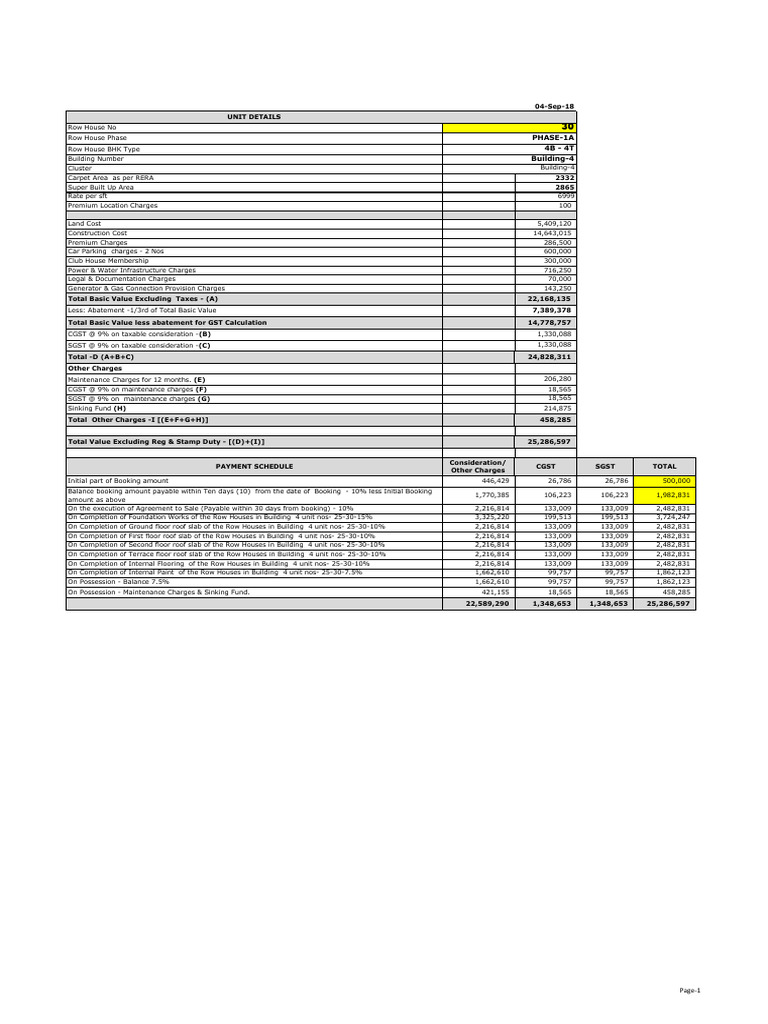 Row House Pricing and Payment Details | PDF | Public Finance | Taxation