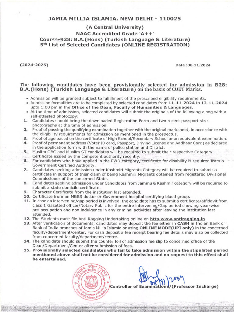 b28 5th List of Selected Candidates (Online Registration) | PDF