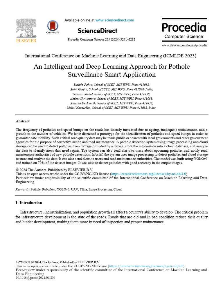 An Intelligent and Deep Learning Approach For Pothole Surveillance ...