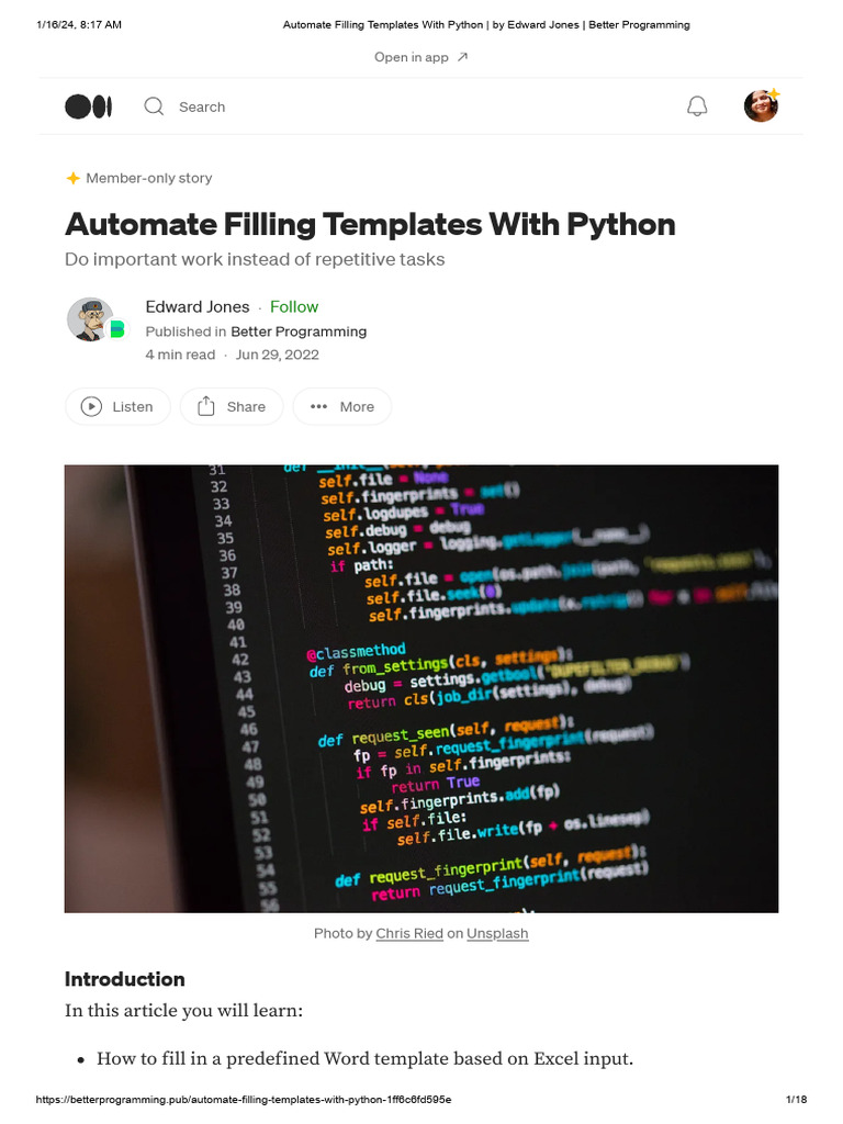 Automate Filling Templates With Python - by Edward Jones - Better ...