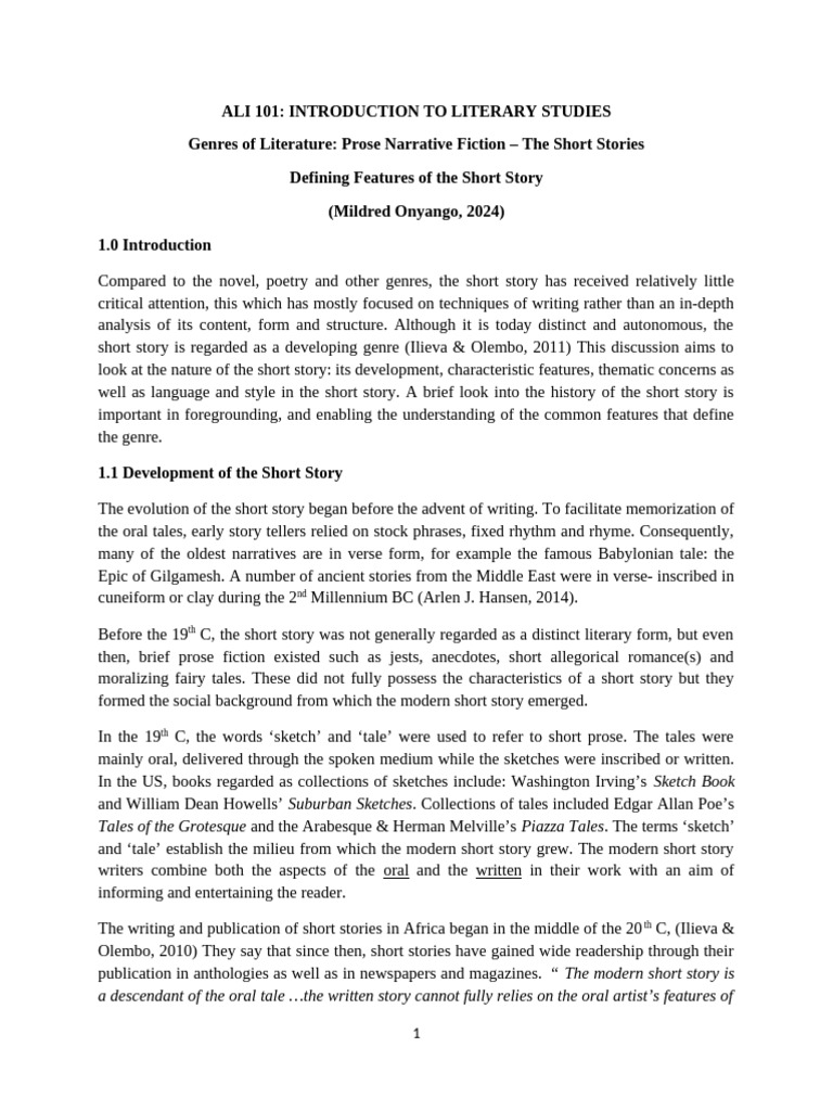 Understanding Short Stories: Features & History | PDF | Short Stories ...