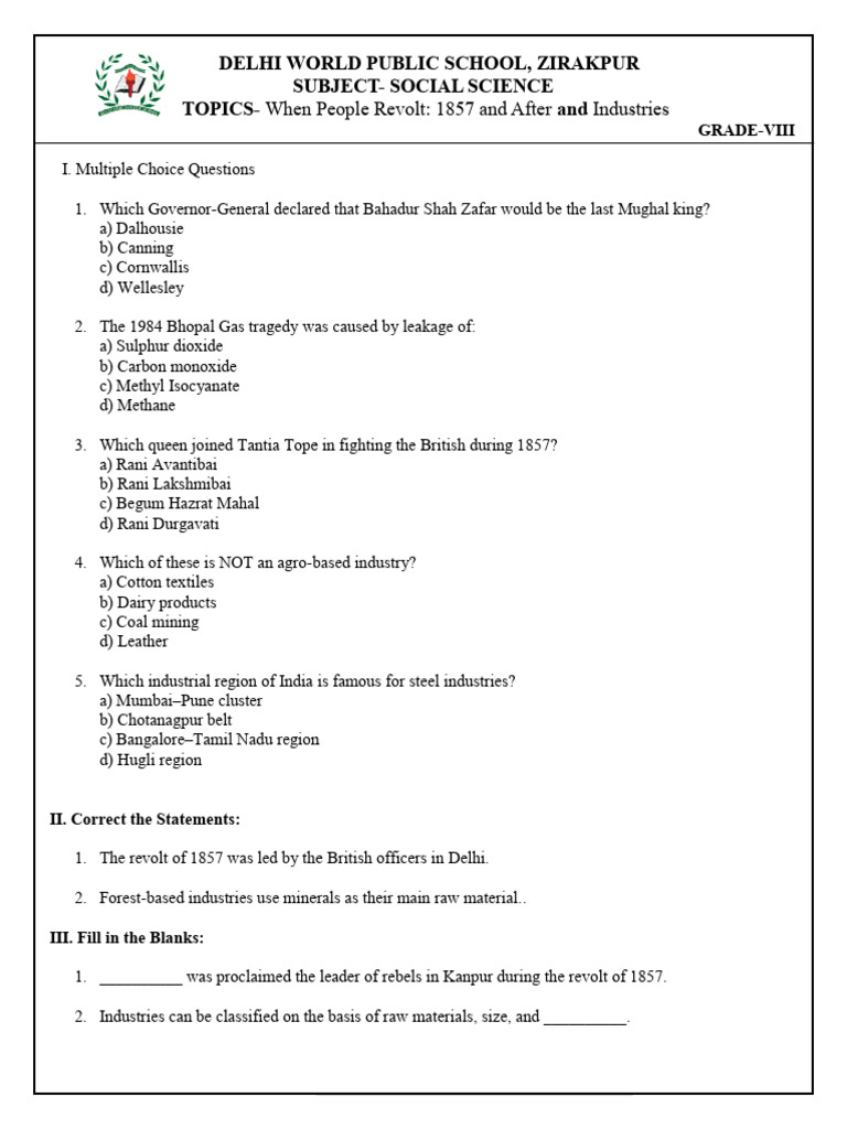 Worksheet G8 Oct 1st-15th | PDF | Indian Rebellion Of 1857