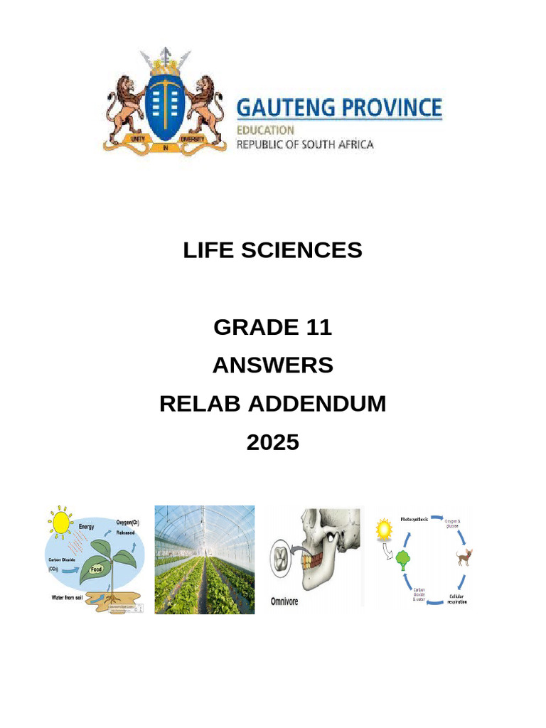 Grade 11 RELAB Addendum Marking Guidelines | PDF | Botany | Organisms