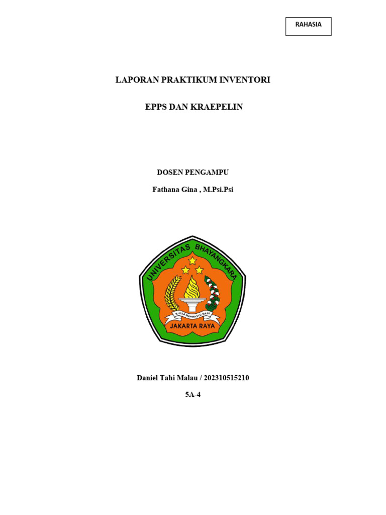 Praktikum Tes EPPS dan Kraepelin 2025 | PDF