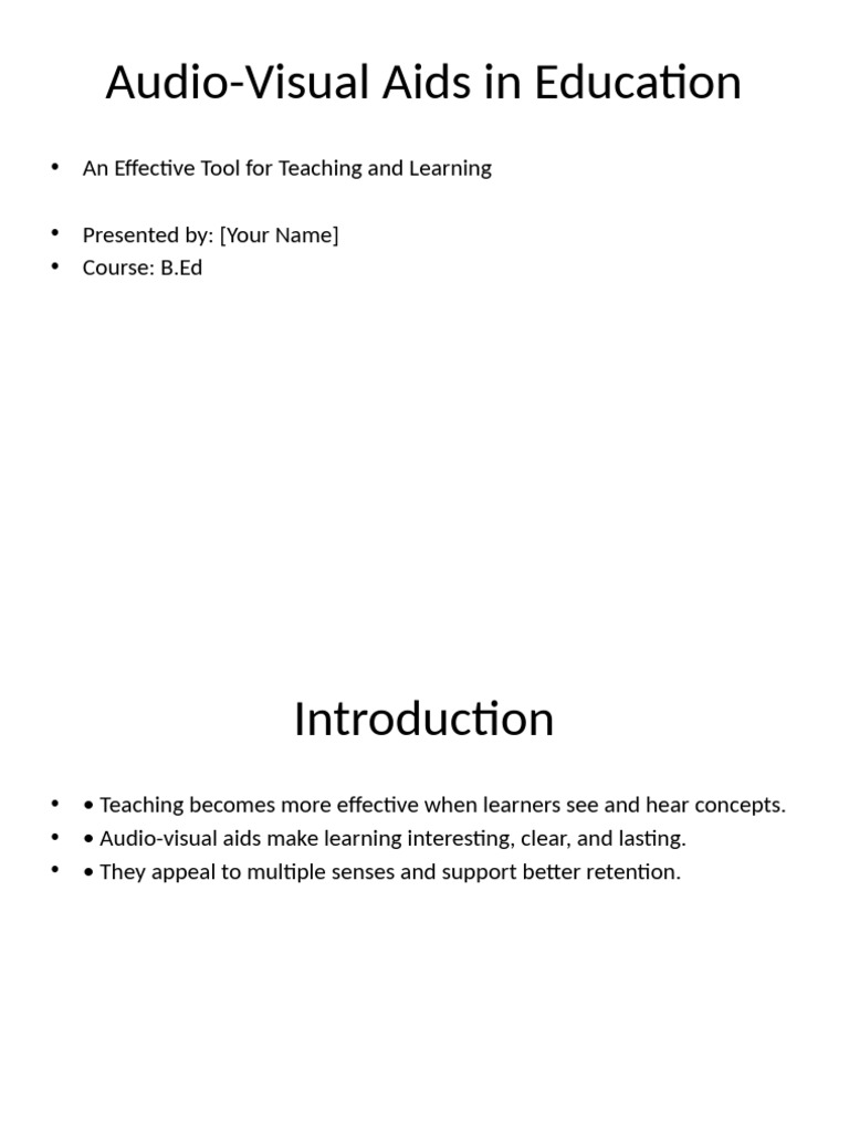 Audio Visual Aids BEd Presentation | PDF | Learning | Multimedia