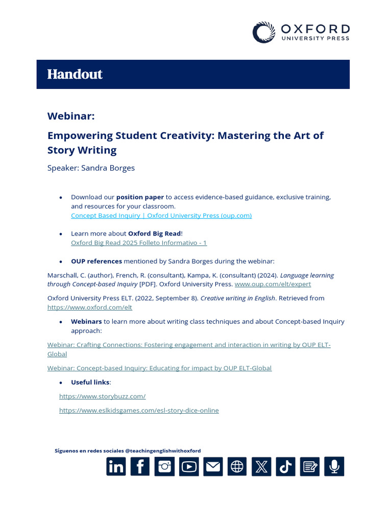 Handout Empowering Student Creativity Mastering The Art of Story ...