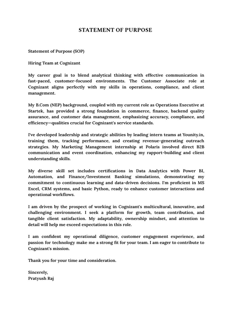 Statement of Purpose | PDF