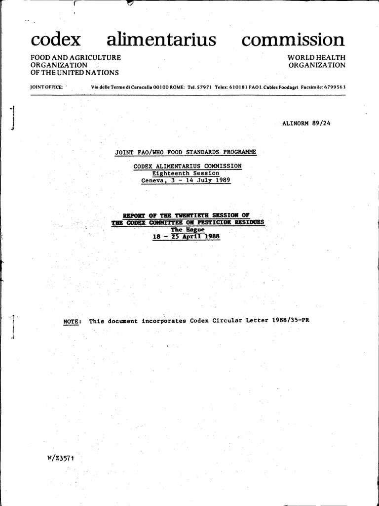 Codex Report on Pesticide Residues | PDF | Pesticide | Polychlorinated ...