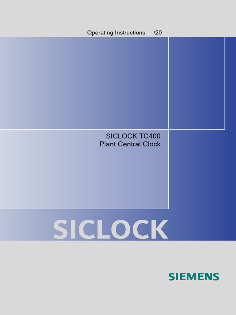 SICLOCK TC400 Operating Instructions | PDF | Electrostatic Discharge ...